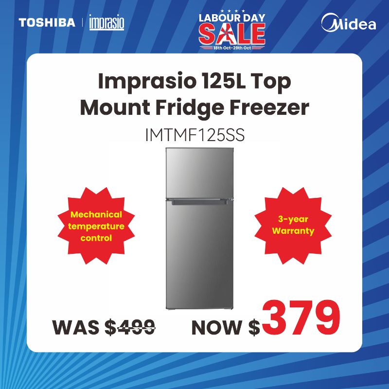 Imprasio 125L Top Mount Fridge Freezer Stainless Steel – Appliance World