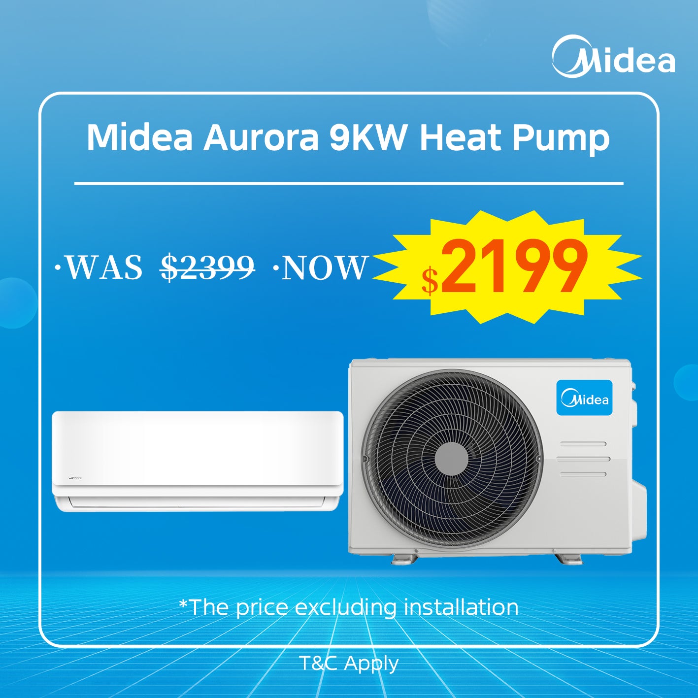 Midea Aurora 9KW AC/Heat Pump Hi-Wall +Wifi - No Install | Appliance World
